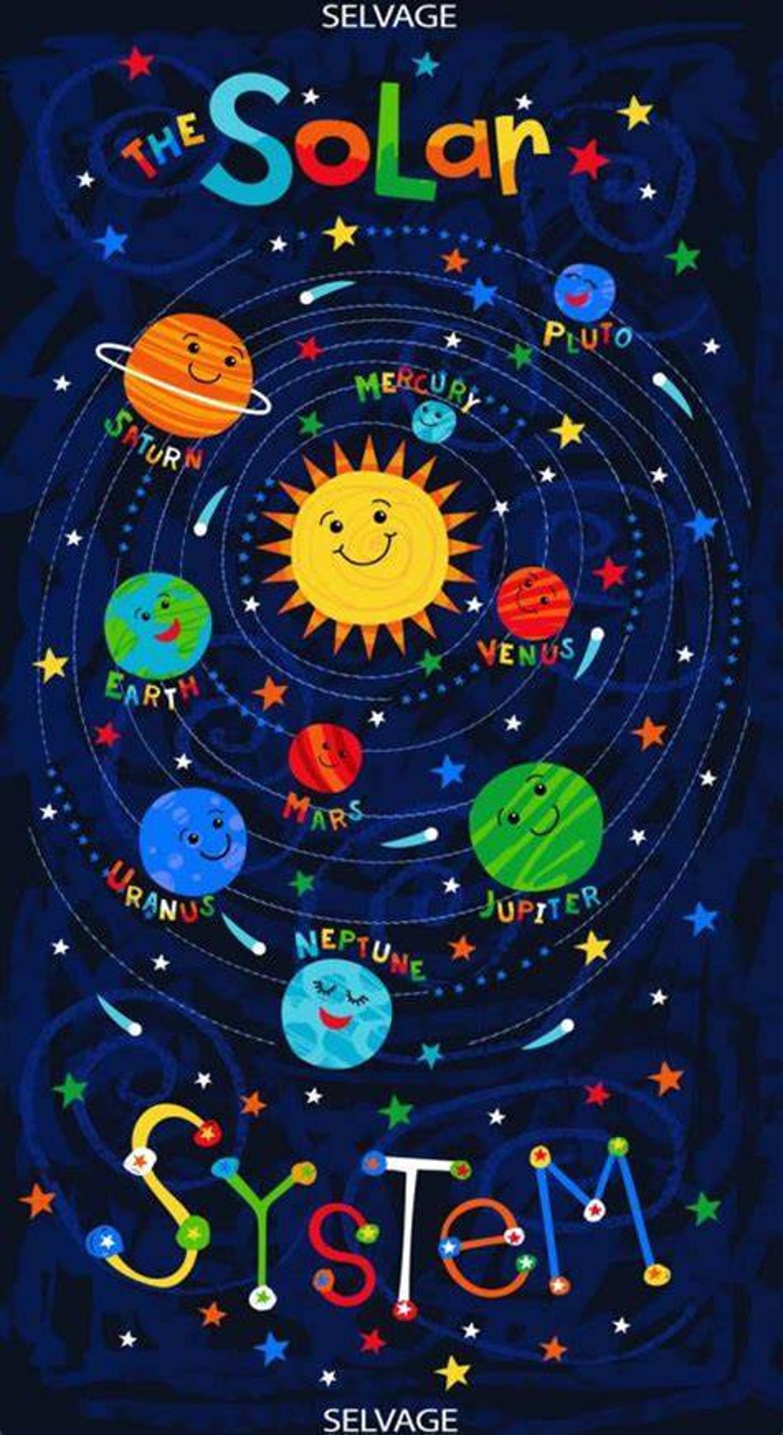 Timeless Treasures Fabrics Solar System Novelty Panel for | Etsy