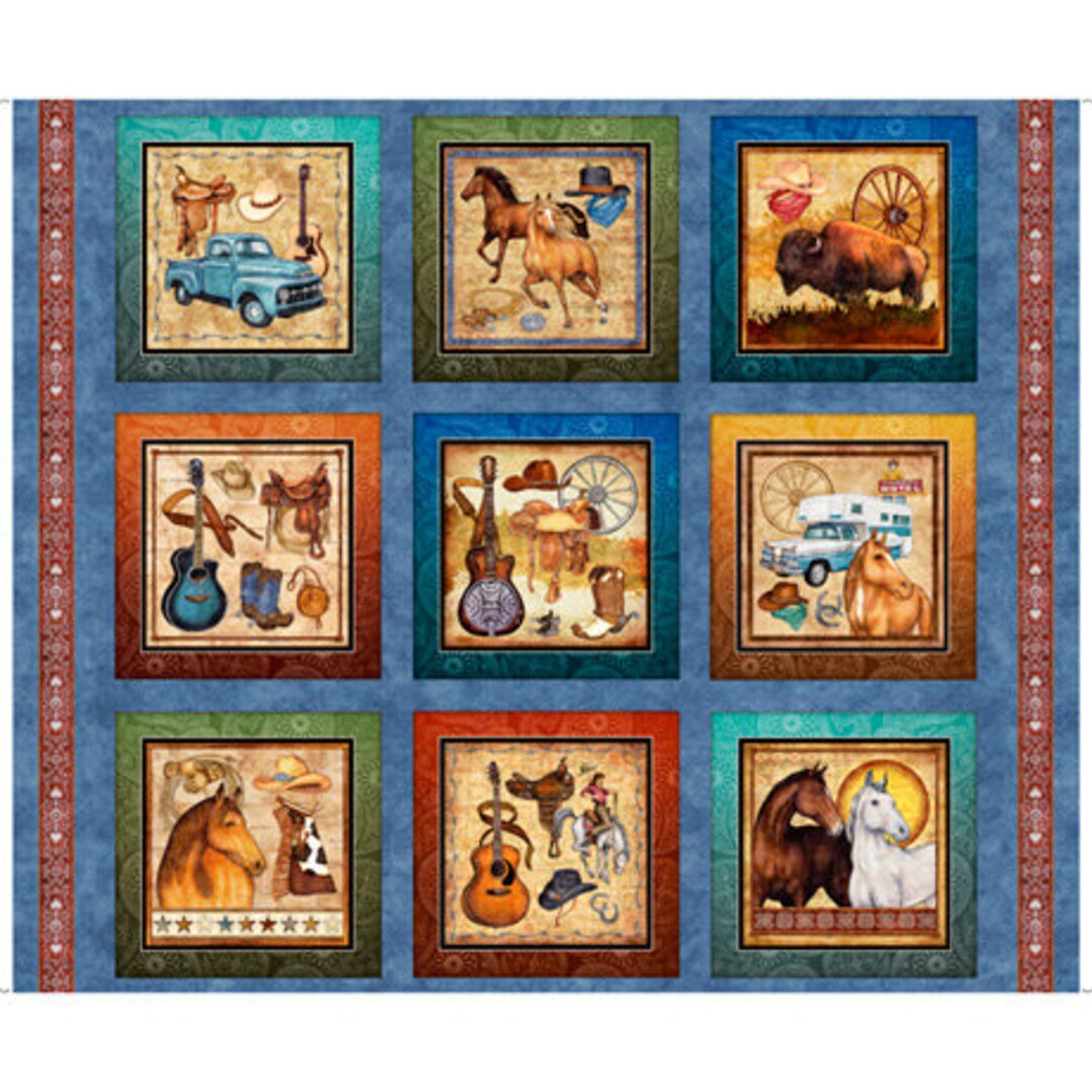 LIL' BIT Country Patches Panel With Blue Background Designer Dan Morris ...