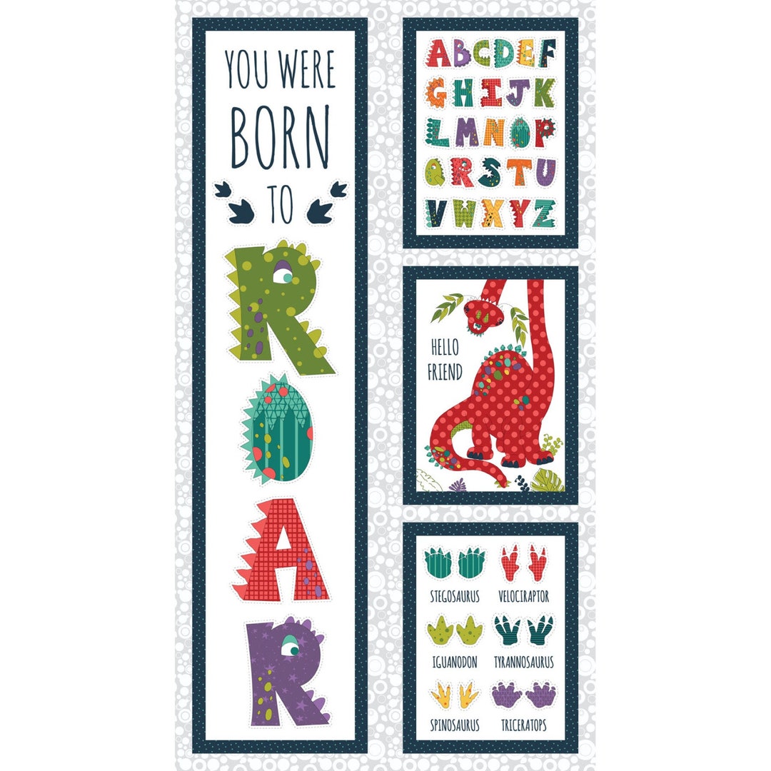 Henry Glass and Co Born to Roar Light Gray Panel 24 Inch Panel by ...