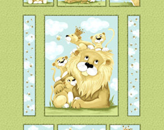 World of Susybee Textiles Lyon the Green Lion Panel - Etsy
