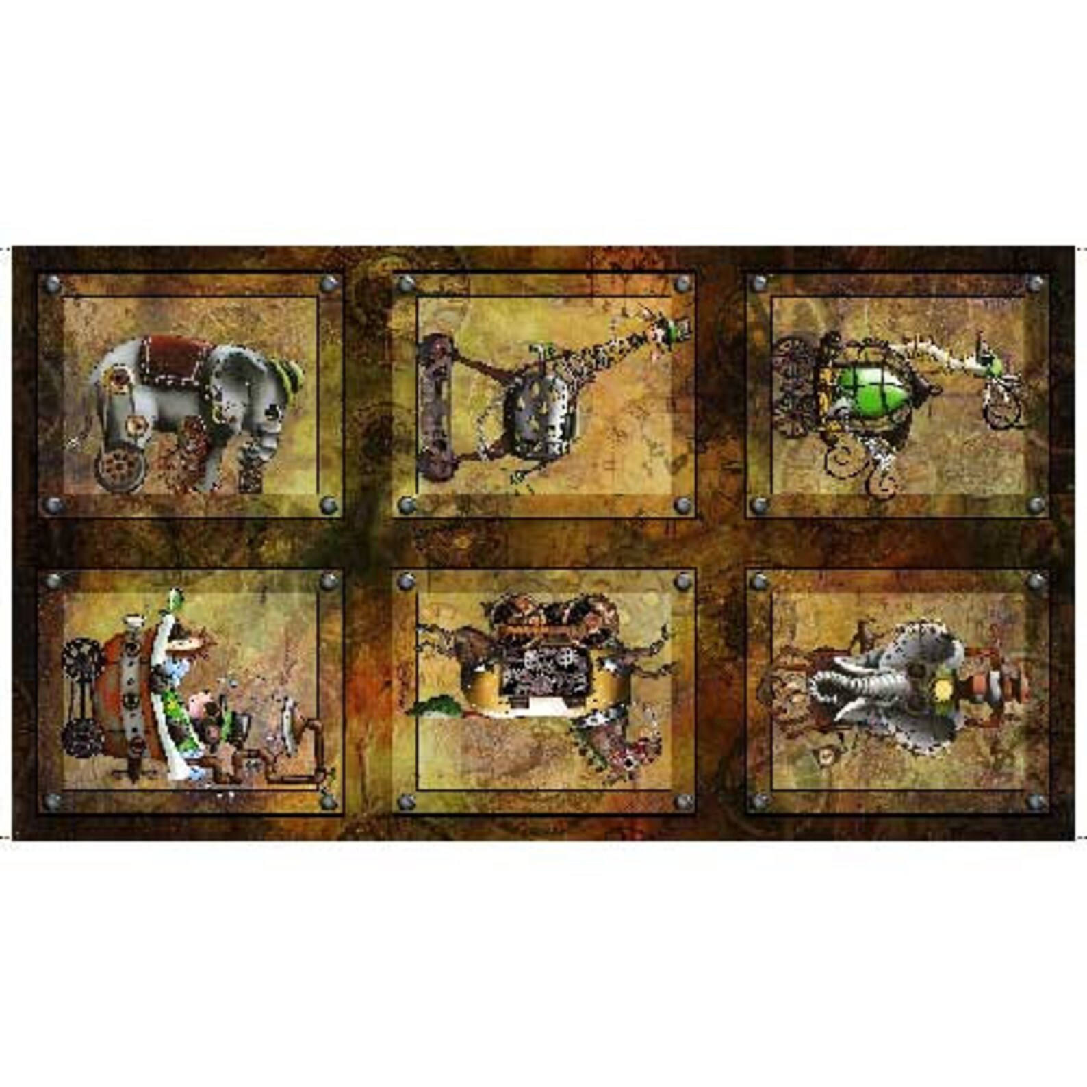Quilting Treasures STEAMPUNK BLOCK PANEL Designer is Desirees - Etsy