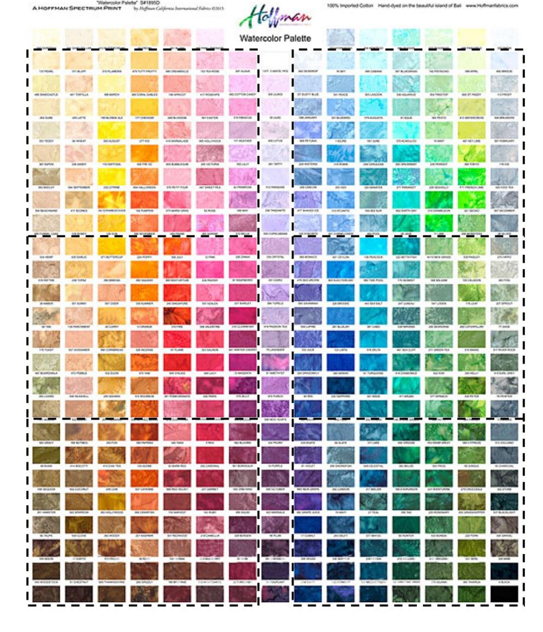 Hoffman Fabrics Panel of Rectangles Called Watercolor Palette of Batiks ...