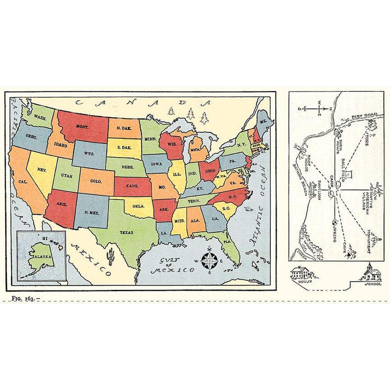 Usa Map Fabric Panel - Etsy