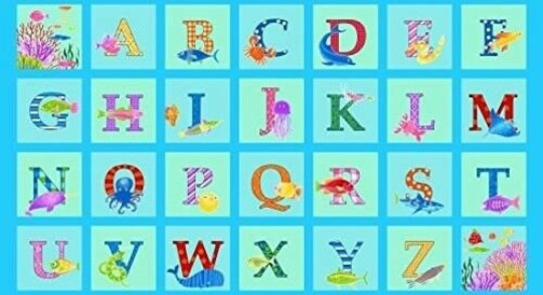 Studio E Fabrics Fish Alphabet Blue Art Loft Fish Panel - Etsy