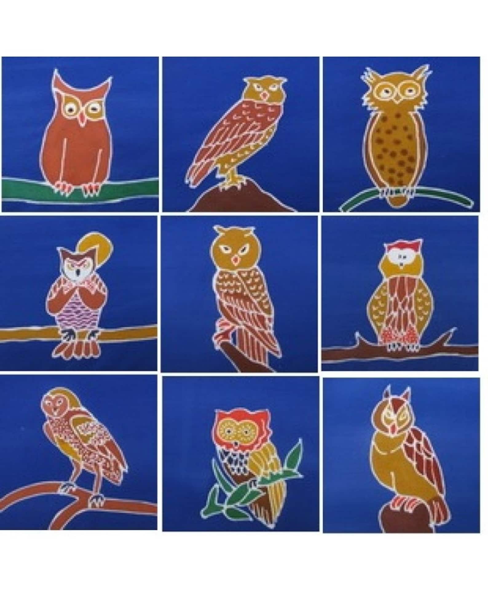 Indonesian Batik MINI BATIK PACKET of Owl Packet 6" X 6" 9 Pieces - Etsy