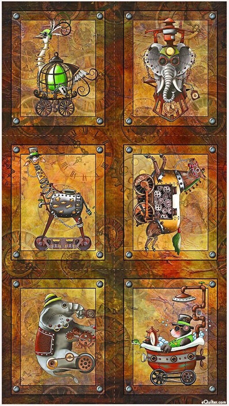 Quilting Treasures STEAMPUNK BLOCK PANEL Designer is Desirees - Etsy