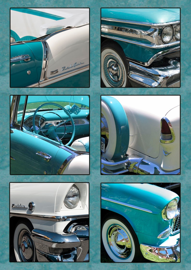 TURQUOISE CAR CLOSEUPS Quilt Panel of Actual Photography Taken and ...