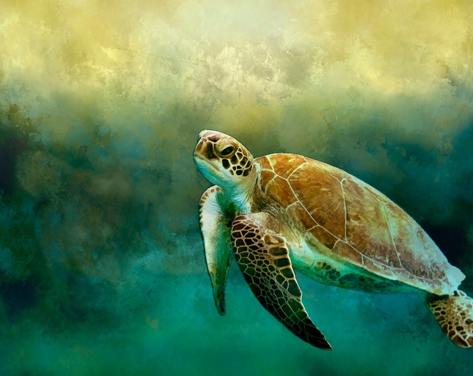 SEA TURTLE Quilt Panel Digitally Printed - Etsy
