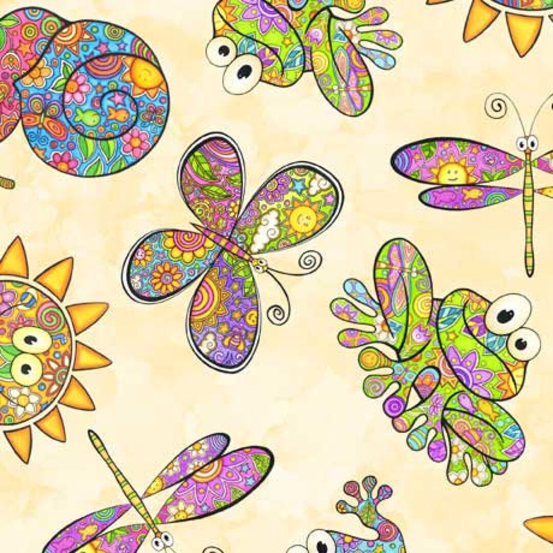 Quilting Treasures Fabrics SUNBRIGHT Sun & Gritters Toss Cream ...