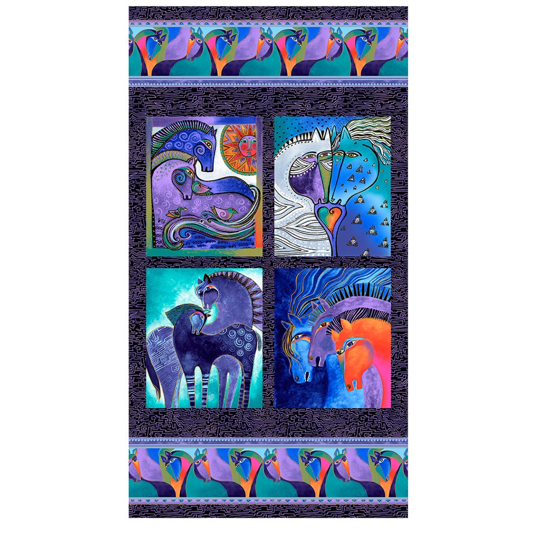 Clothworks Textiles Fiesta Horses 24 X 44" Panel Cool Y3405-3M Black ...