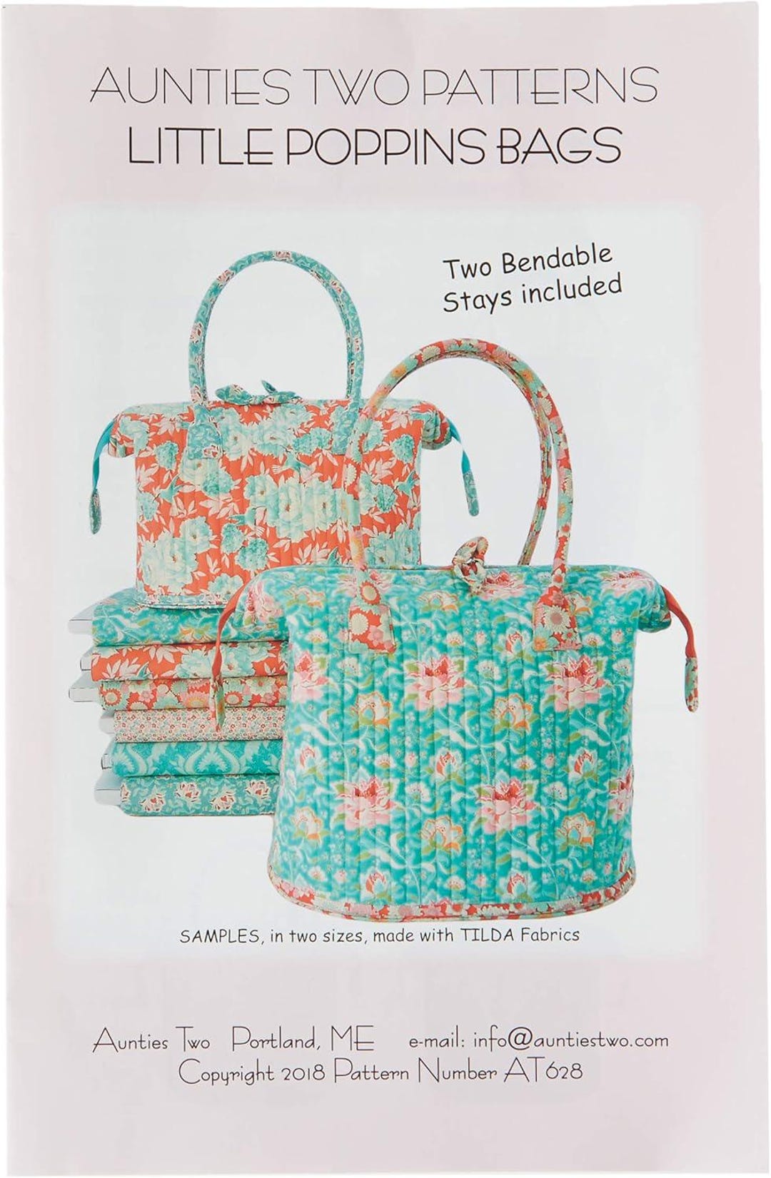 Little Poppins Bag Sewing Pattern With Two Bag Stays by Aunties Two - Etsy