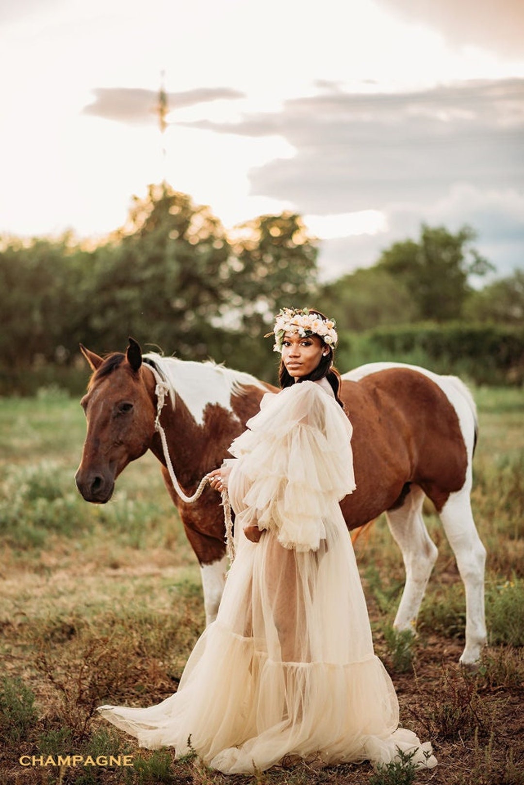 READY TO SHIP Off-the-shoulder Sheer Tulle Maternity Dress, Sheer ...