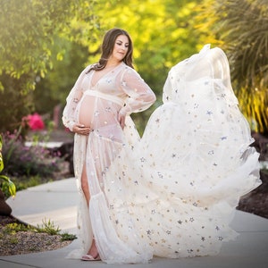 Stars and Moons Tulle Robe Maternity Dress Long Ruffle Moon - Etsy