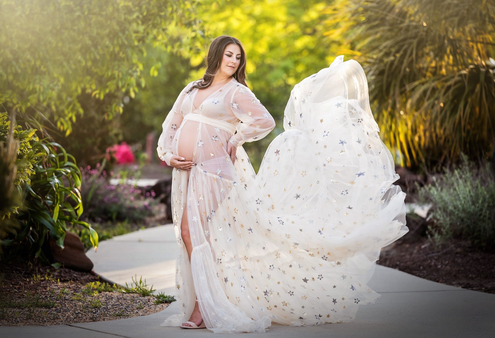 Stars and Moons Tulle Robe Maternity Dress Long Ruffle Moon - Etsy