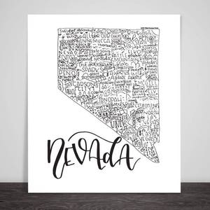 Nevada State Print-hand Lettered State Print-nevada Pride- Nevada Art ...