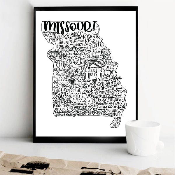 Missouri State Print MO State Print Hand Lettered State - Etsy