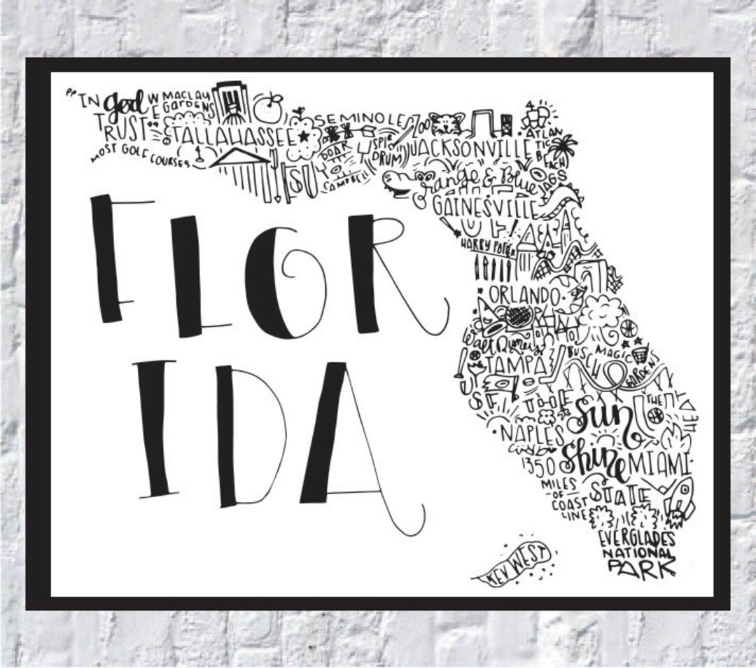 Florida State Art Wall Art Gift for Florida Wall Decor for New House ...