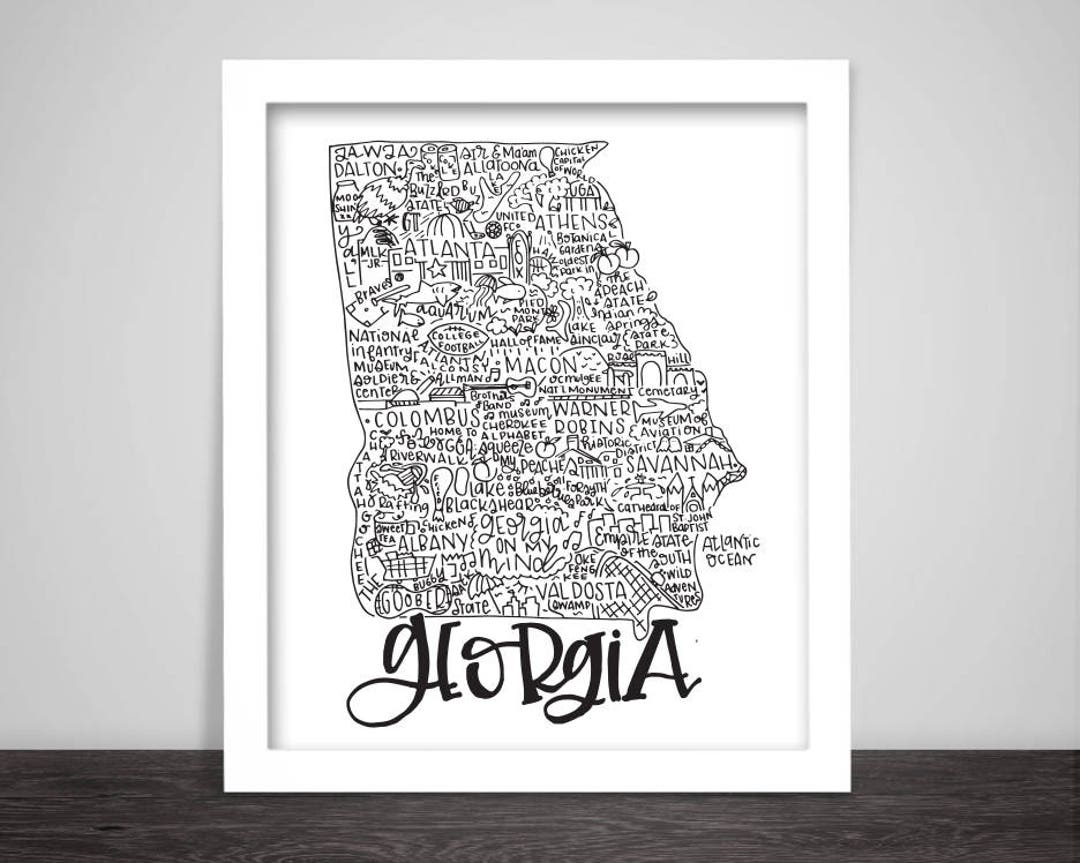 Georgia State Art Wall Art Gift for Georgia Wall Decor for New House ...