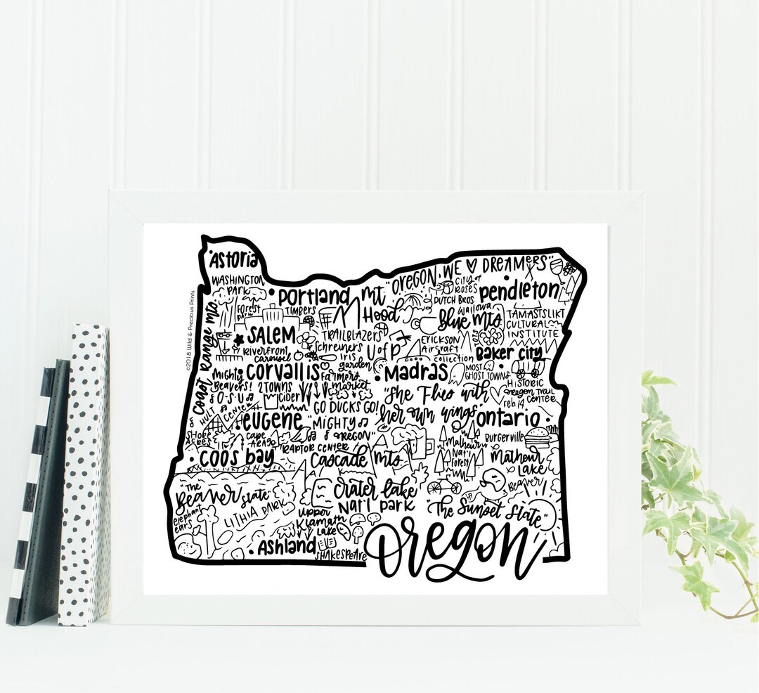 Oregon State Art Wall Art Gift for Oregon Wall Decor for New House Gift ...