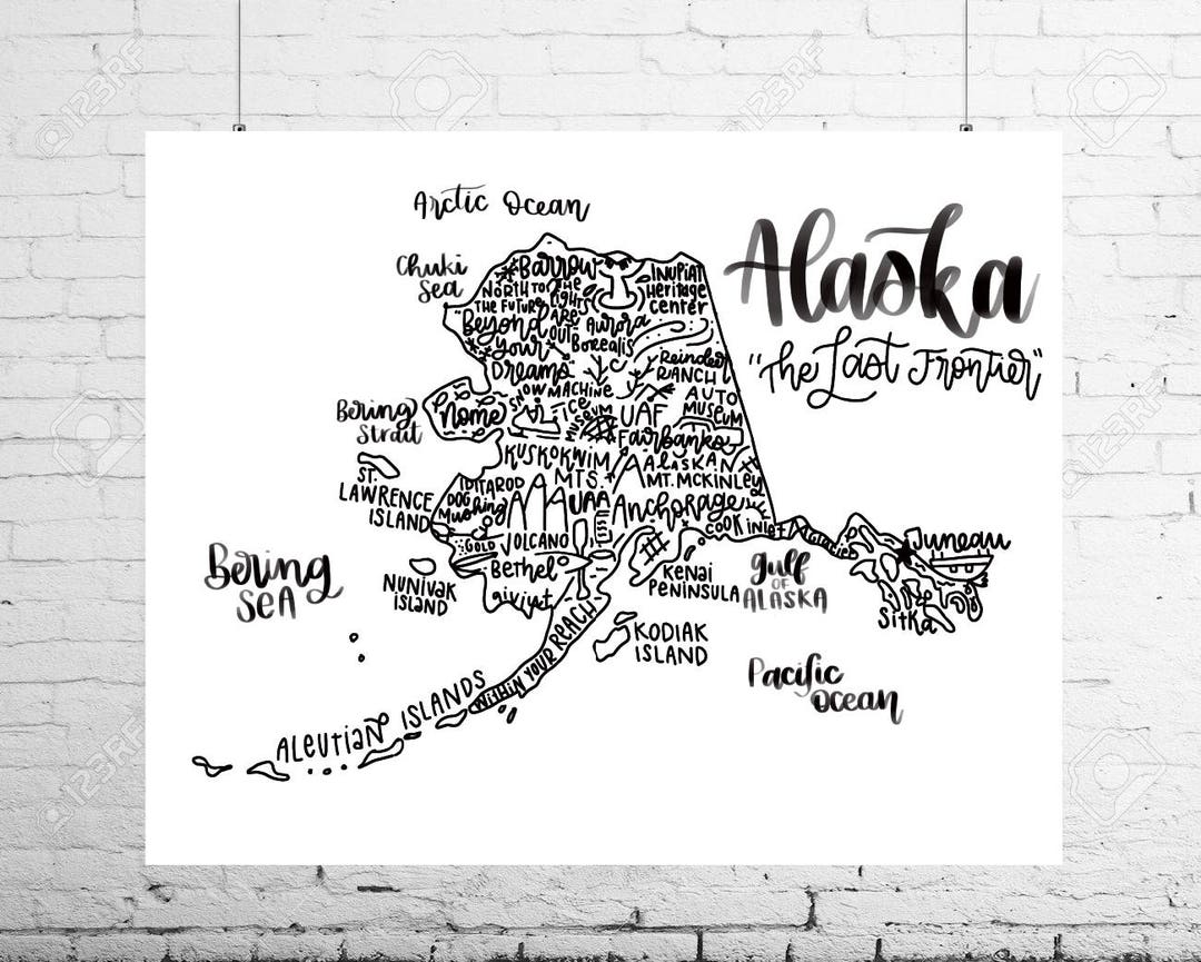 Alaska State Print Hand Lettered Alaska State Print Alaska - Etsy