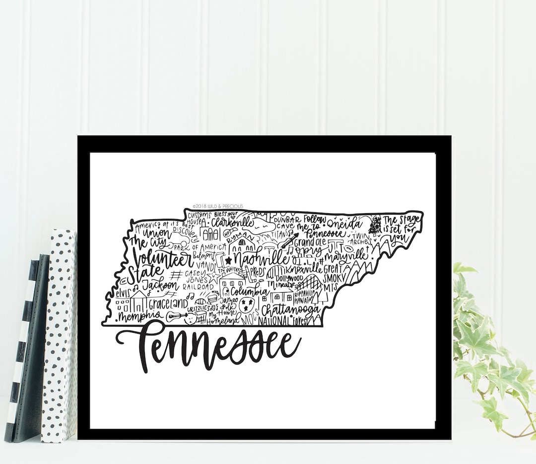 Tennessee State Print- Tennessee State Art- Tennessee Art- State Print ...
