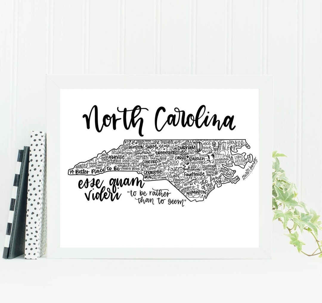 North Carolina State Art Wall Art Gift for North Carolina Wall Decor ...