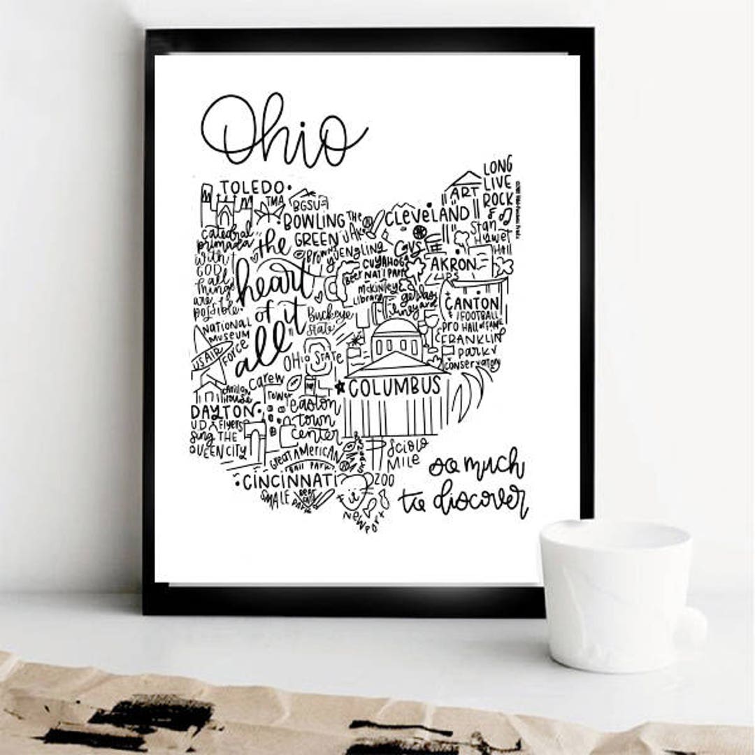 Ohio State Art Wall Art Gift for Ohio Wall Decor for New House Gift for ...