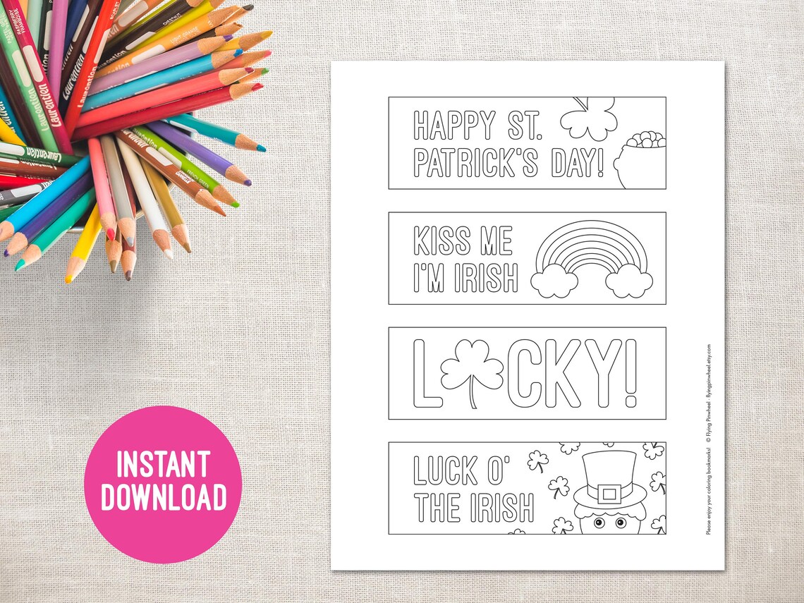 St. Patrick's Day Bookmarks Coloring Activities Craft - Etsy Canada