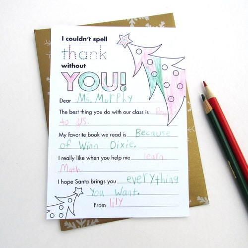 Christmas Teacher Card Teacher Thank You Card Printable - Etsy