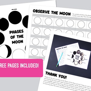 Phases of the Moon PRINTABLE, for Kids, Moon Calendar, for Children ...