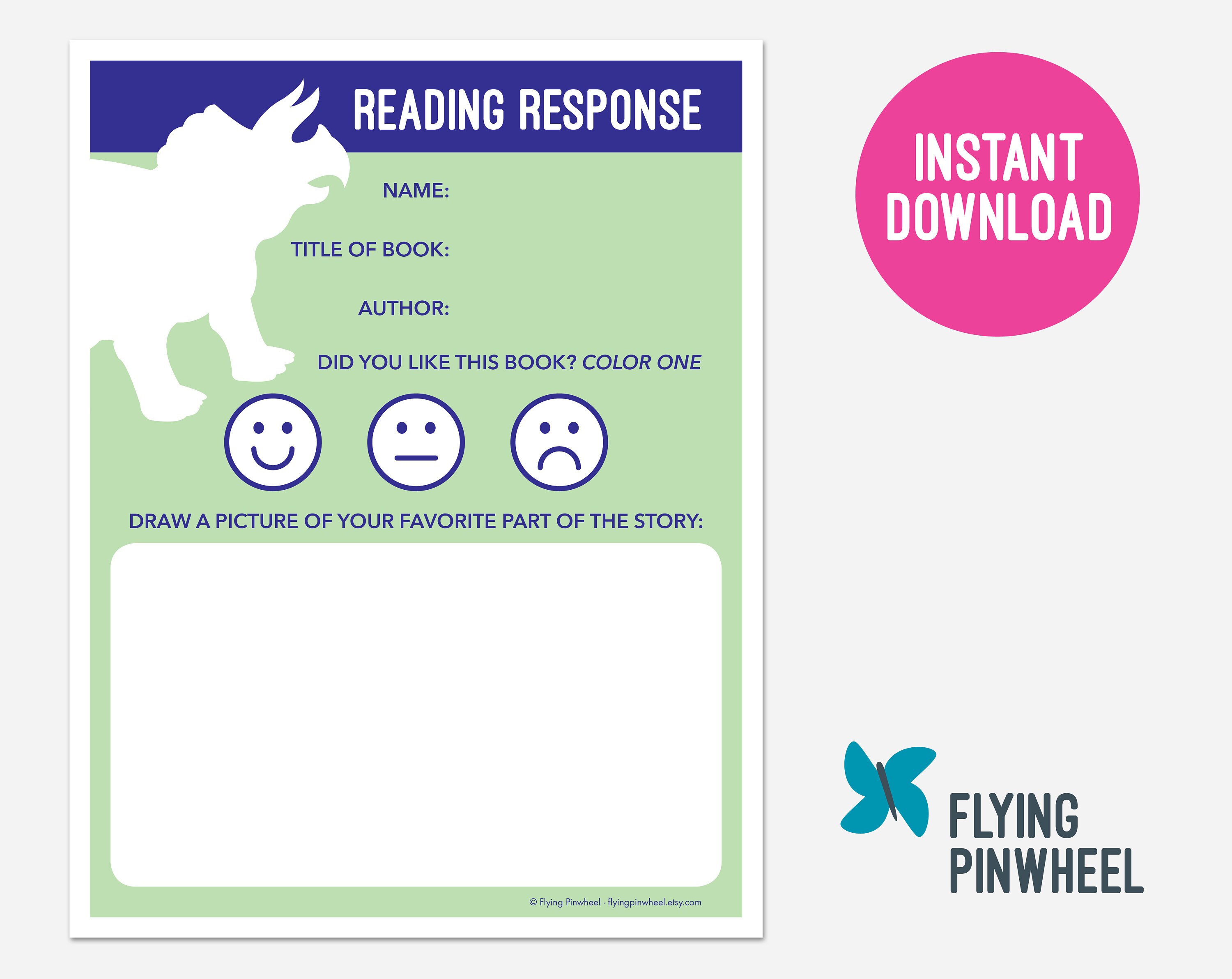 Dinosaur Reading Response Worksheet, Student Printable, Reading ...