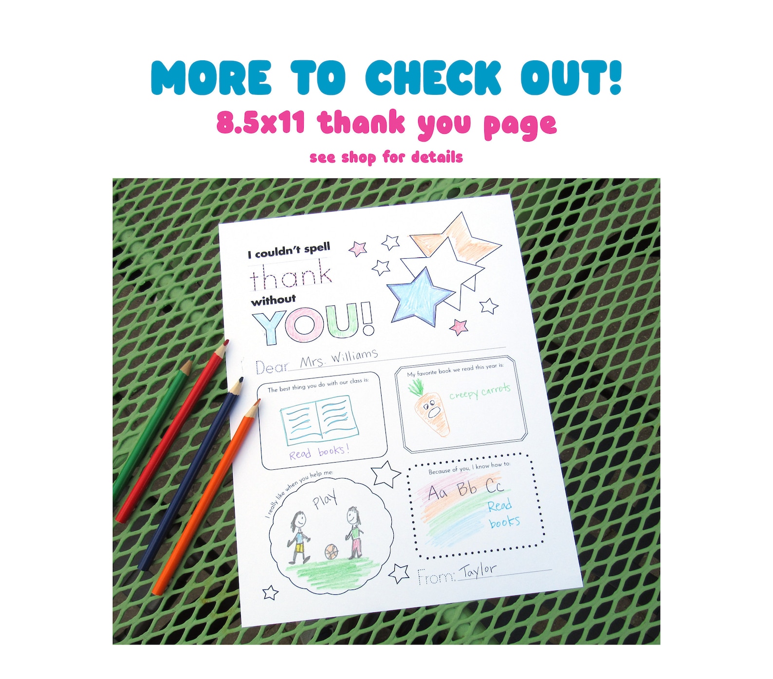 PRINTABLE Teacher Appreciation, Fill in the Blank, Thank You Card ...