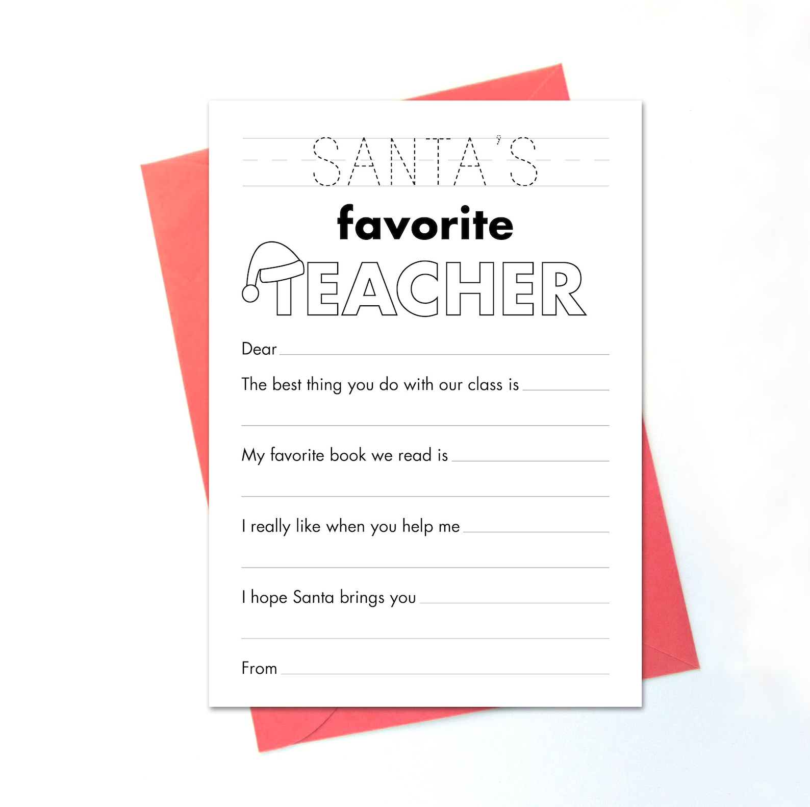 Christmas Teacher Card Teacher Thank You Card Printable | Etsy