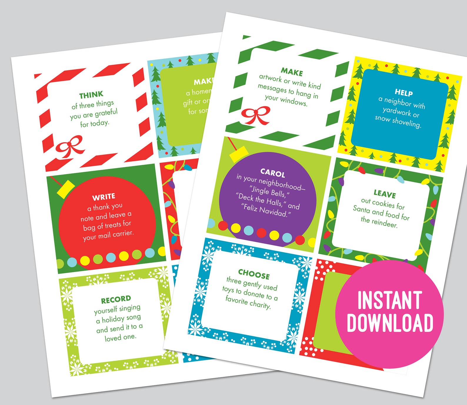 Advent Kindness Calendar, Random Acts of Kindness, Christmas Countdown ...