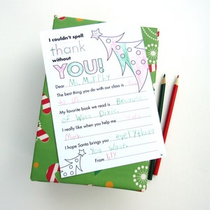 Christmas Teacher Card, Teacher Thank You Card, Printable Note, Fill in ...