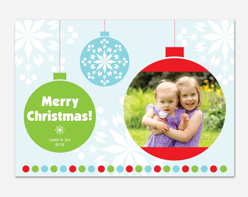 Ornament Holiday Card, Merry Christmas Card, Holiday Card, Personalized ...