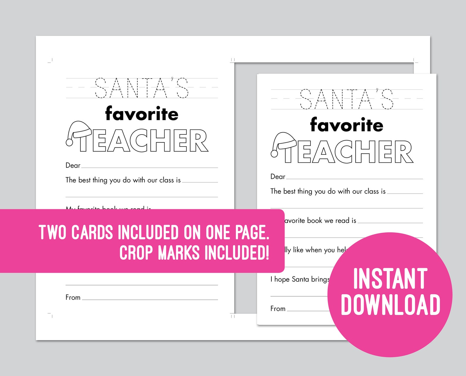 Christmas Teacher Card Teacher Thank You Card Printable | Etsy