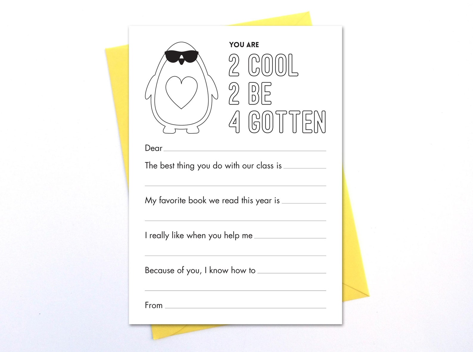 Teacher Appreciation Printable, Thank You Card, Printable Note, Fill in ...