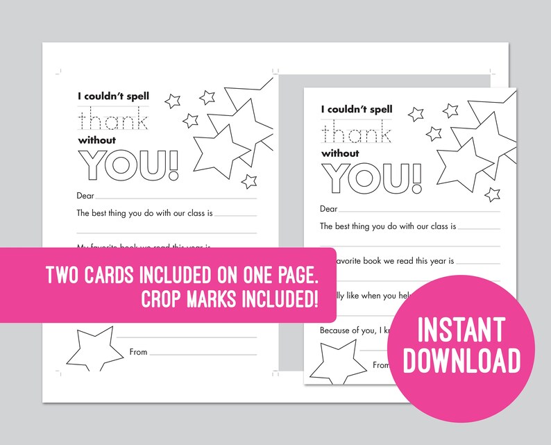 Teacher Appreciation Printable Thank You Card Printable | Etsy