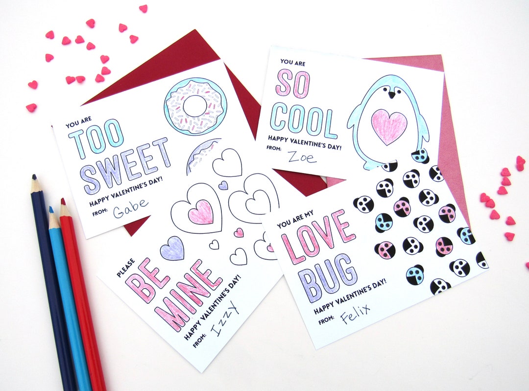 PRINTABLE, Valentine Cards, for Kids, Non Candy, Classroom, for Friends ...