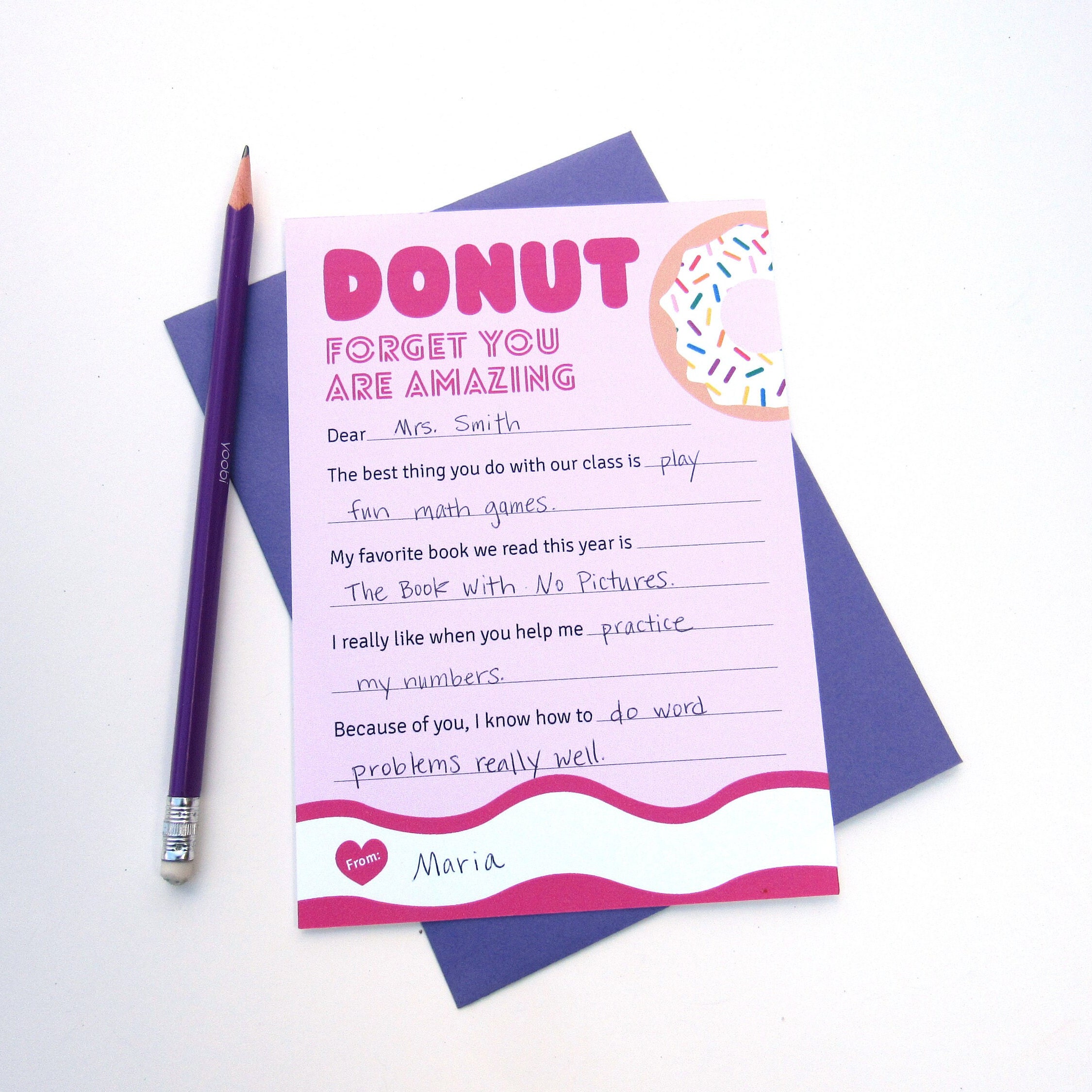 PRINTABLE Teacher Appreciation, Fill in the Blank, Thank You Card ...