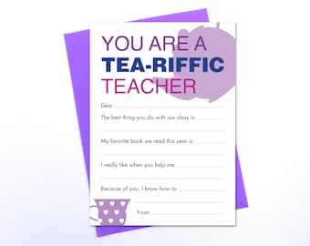 PRINTABLE Teacher Appreciation Blank Card Thank You Card | Etsy