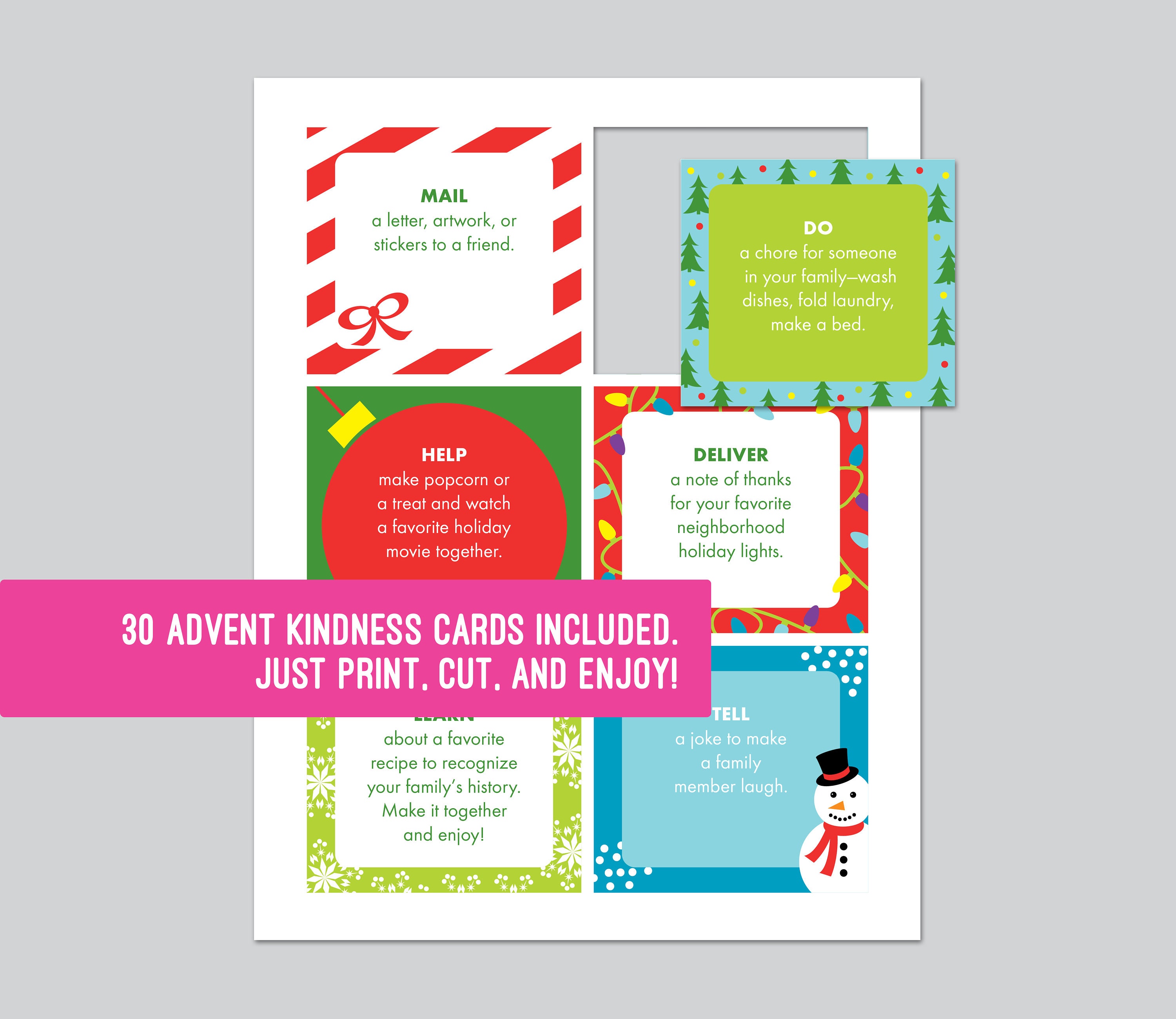 Advent Kindness Calendar, Random Acts of Kindness, Christmas Countdown ...