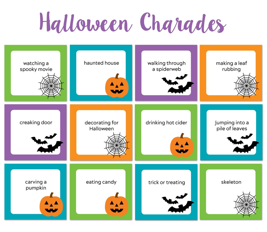 Halloween Charades for Kids Halloween Party Game Printable Game Halloween Activities Printable Halloween Zoom Games Family Games Etsy