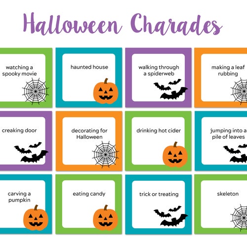 Halloween Charades for Kids Halloween Party Game Printable - Etsy