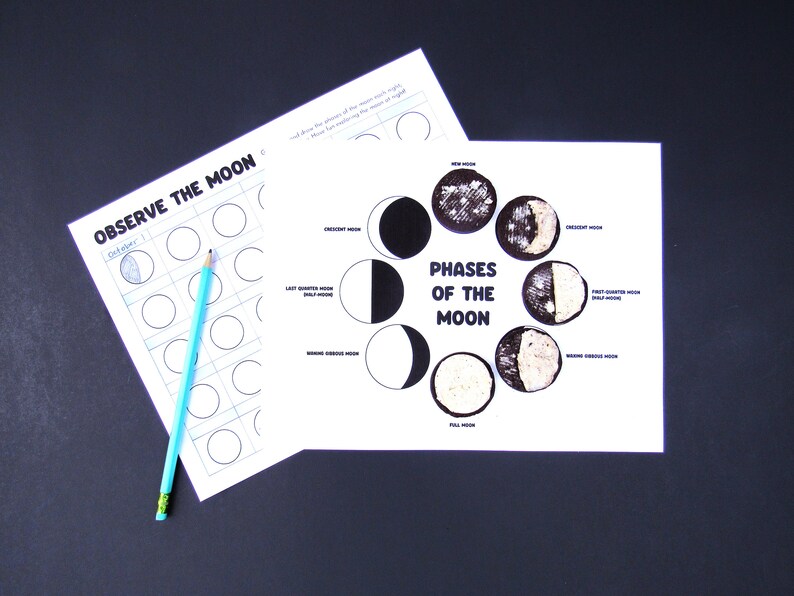 Phases of the Moon PRINTABLE, for Kids, Moon Calendar, for Children ...