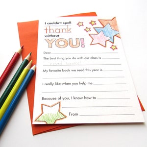 Teacher Appreciation Printable, Thank You Card, Printable Note, Fill in ...