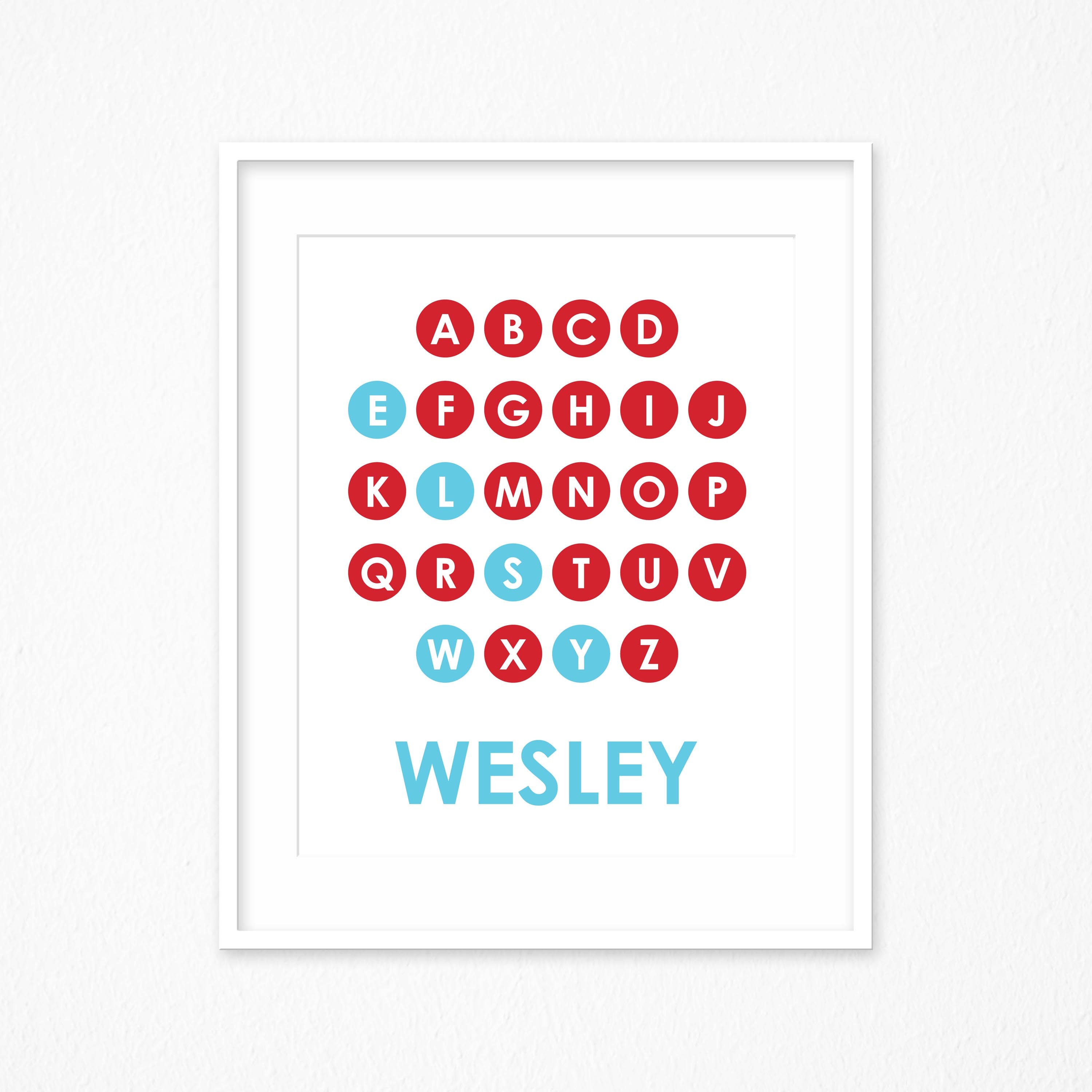 Personalized Alphabet Name Wall Art Printable ABC Poster - Etsy