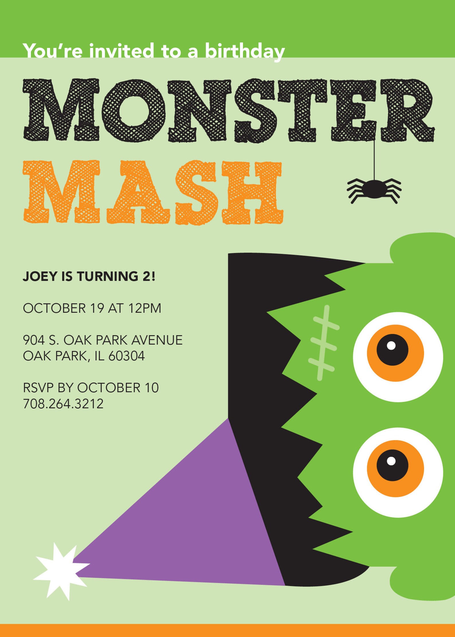 Monster Mash Birthday Party Invitation, Halloween Birthday Invitation ...