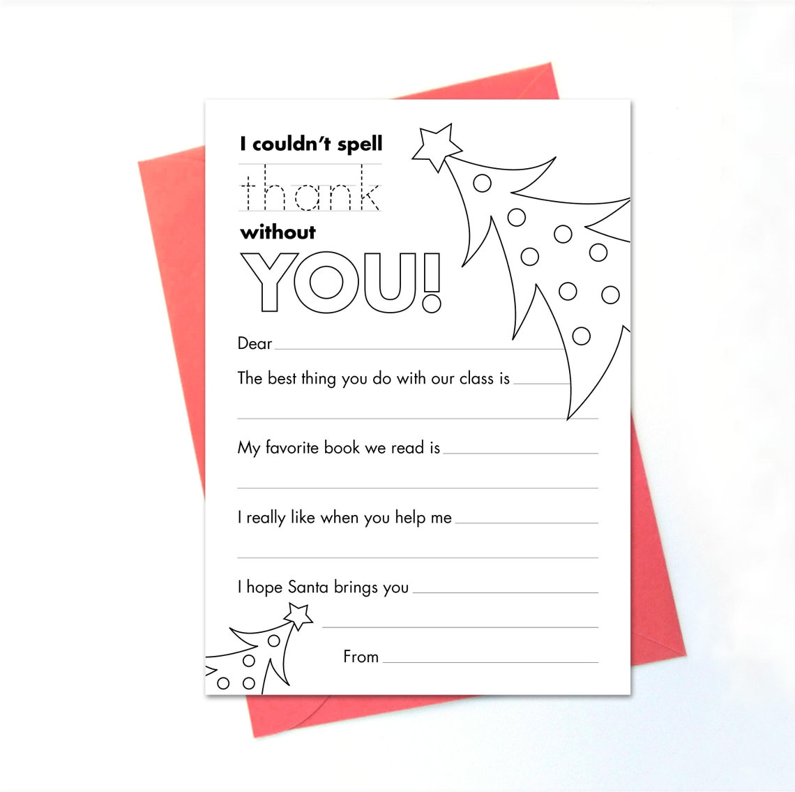 Christmas Teacher Card Teacher Thank You Card Printable - Etsy